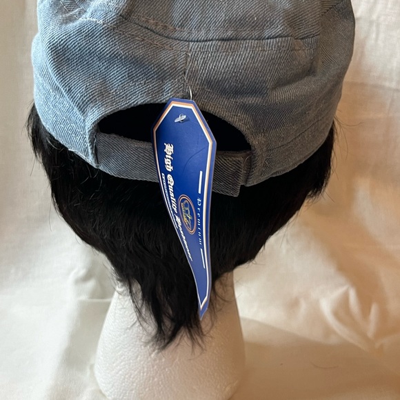 Accessories | Light Blue Denim Cap With Leather Crosd | Poshmark